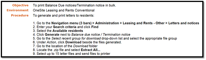 Generate Bulk Letters/Notices – RKW Residential Business Support